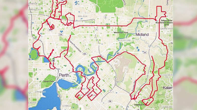 Perth cycling group maps out picture-perfect goat GPS art