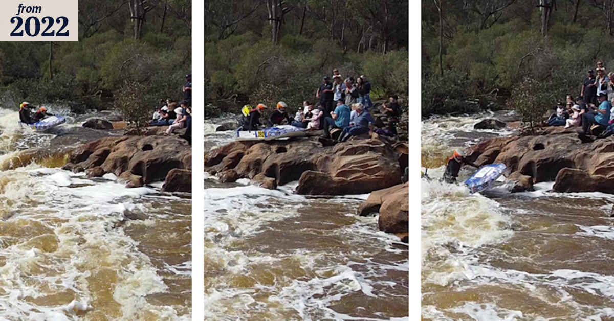 Drone footage captures child’s near-miss in powerboat crash at Avon Descent