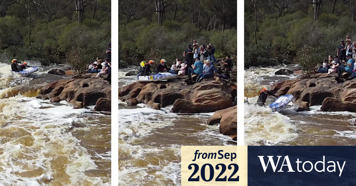 Drone footage captures child’s near-miss in powerboat crash at Avon Descent