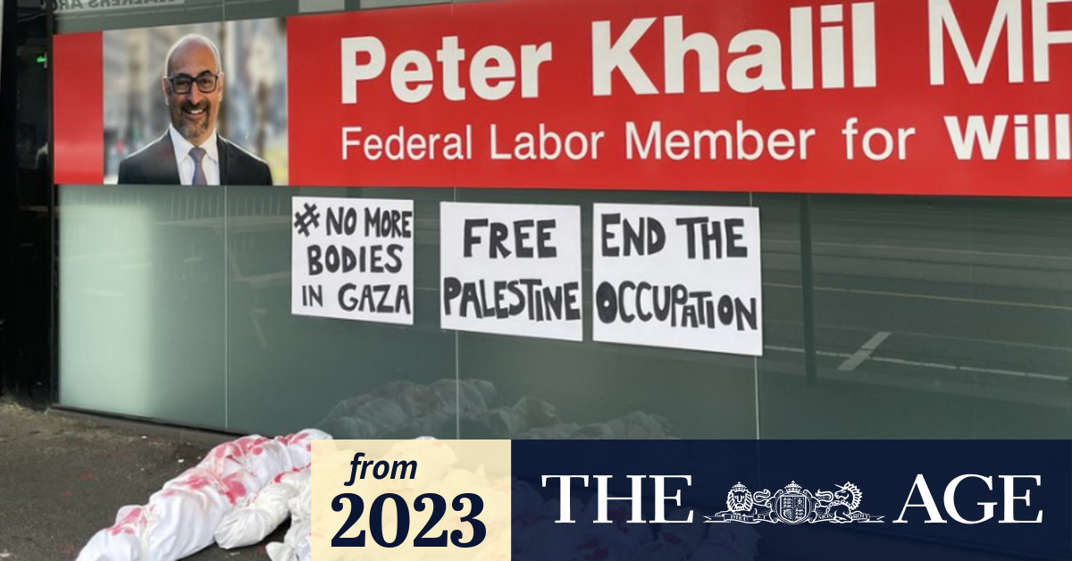 Israel Hamas: Fake dead bodies placed outside Andrew Giles, Peter ...