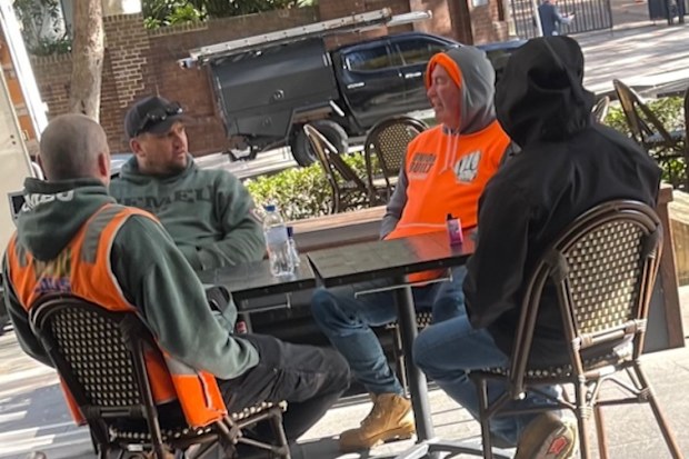 CFMEU NSW officials Jesse Strand and Adrian Carroll were photographed ...