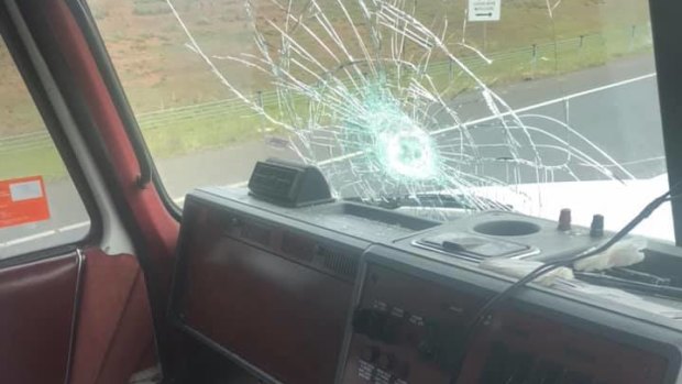 'Loud bang, crash': Truck driver describes moment rock thrown at windshield
