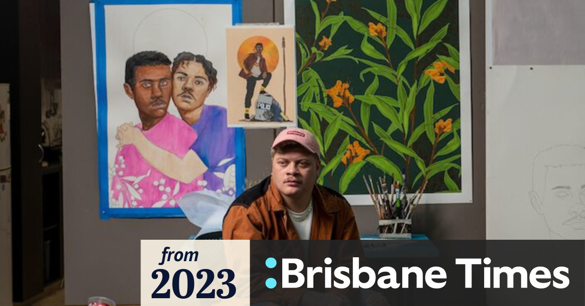 Legally blind artist Dylan Mooney wins Brisbane Portrait Prize