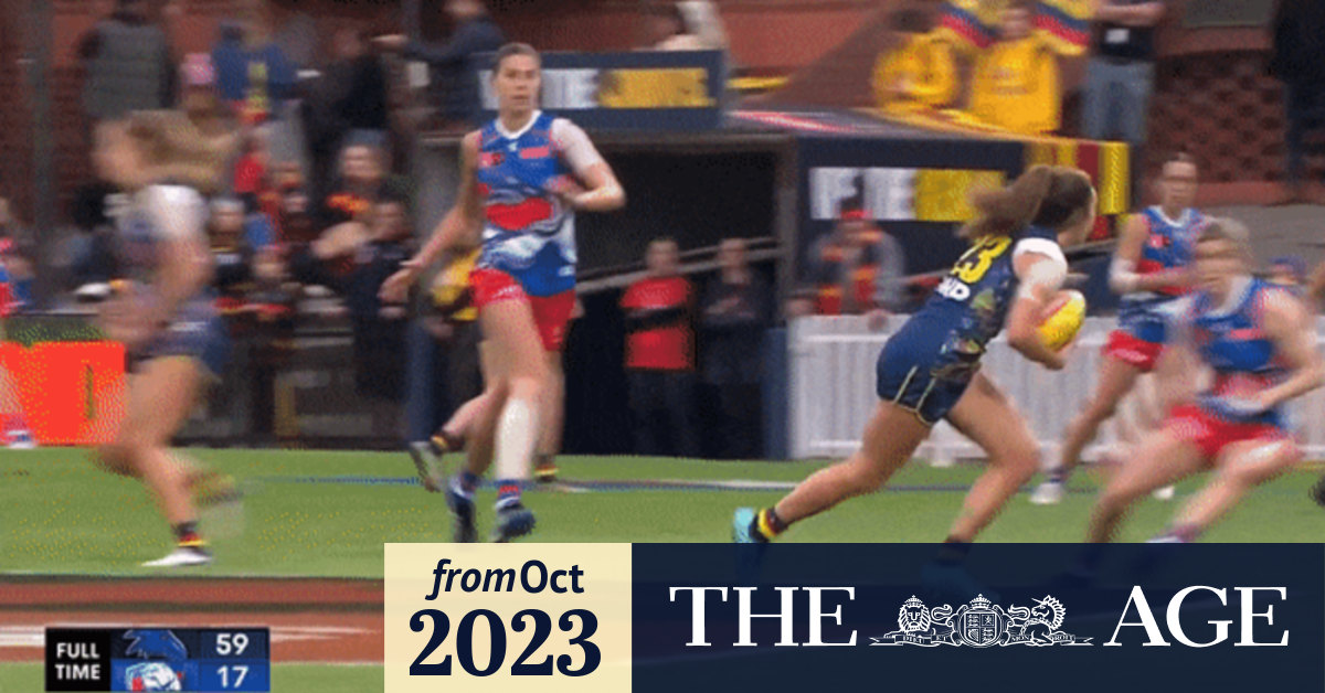 AFLW 2023 round seven: Courtney Hodder takes brilliant mark in Brisbane ...