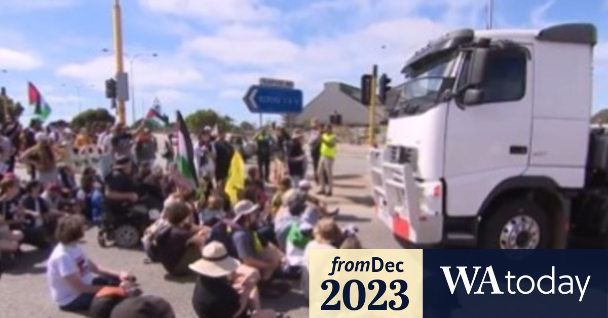 Anti-Israeli protest blocks roads at WA shipping port