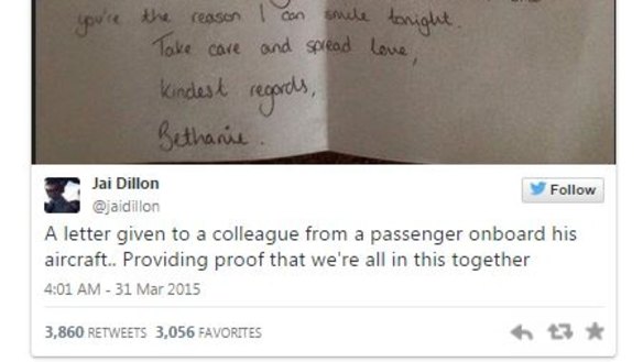 Air passenger's thank you letter to British pilot goes viral on Twitter
