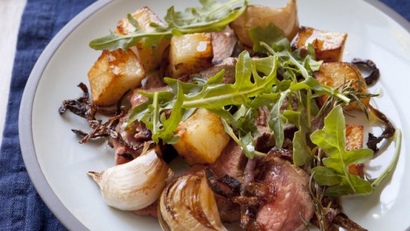 Rib-eye tagliata with goose-fat potatoes