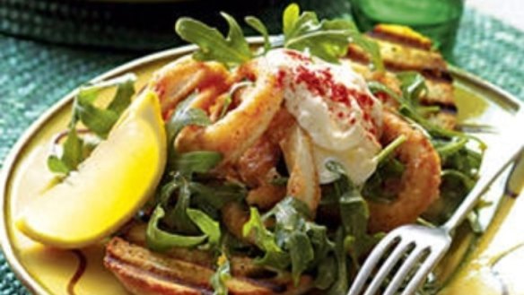 Squid and rocket with almond aioli