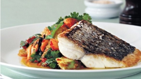 Snapper, mussel and harissa salad