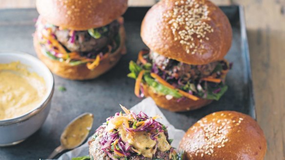 Lamb burgers with Middle Eastern coleslaw recipe from Falafel for Breakfast