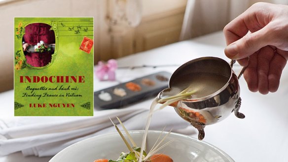 Pho noodle soup with salmon