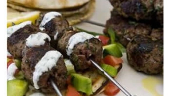 Lamb kofte and mint yoghurt dressing