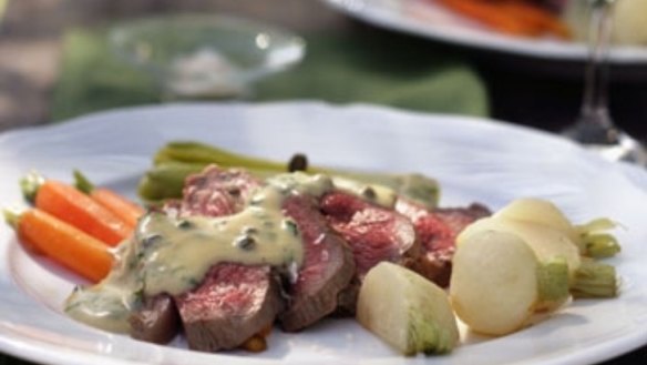 Poached loin of lamb