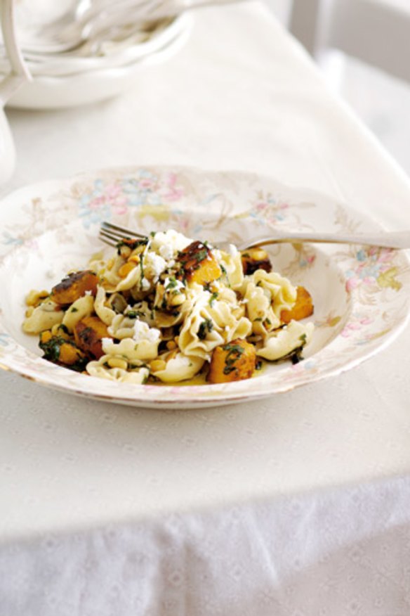 Veal tortellini with baked pumpkin and basil butter