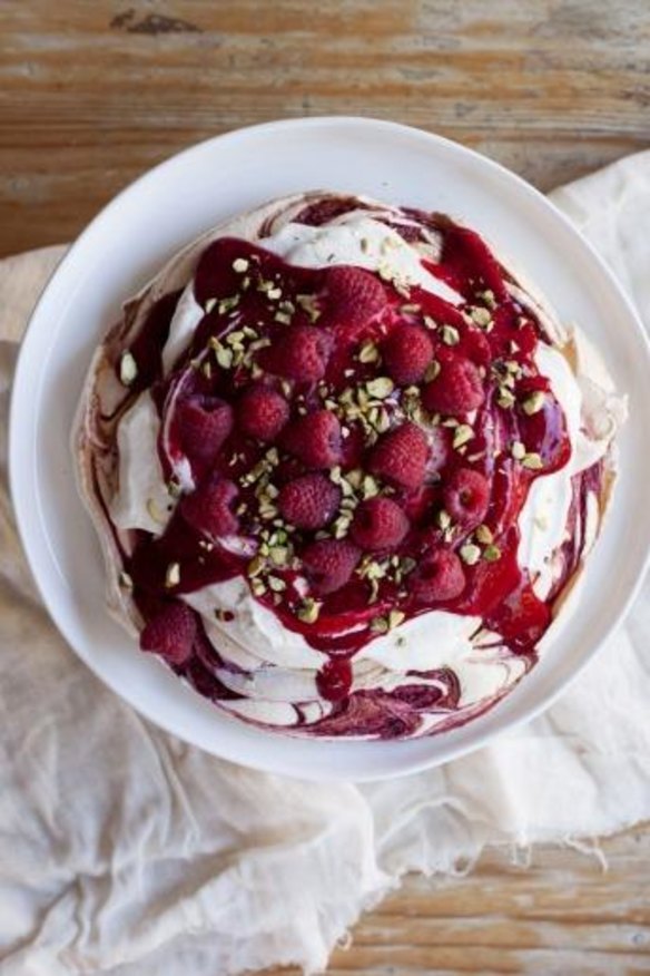 Emiko Davies: Christmas raspberry swirl pavlova recipe