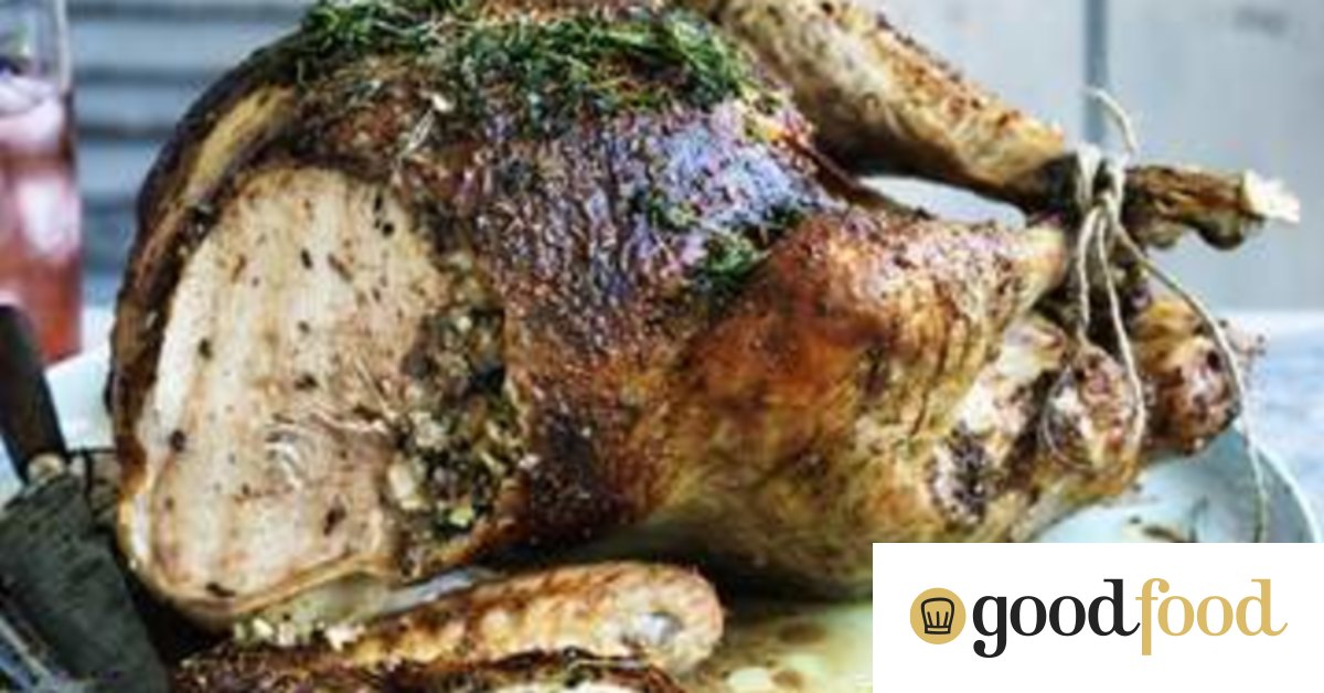 Roast turkey with prune and macadamia nut stuffing