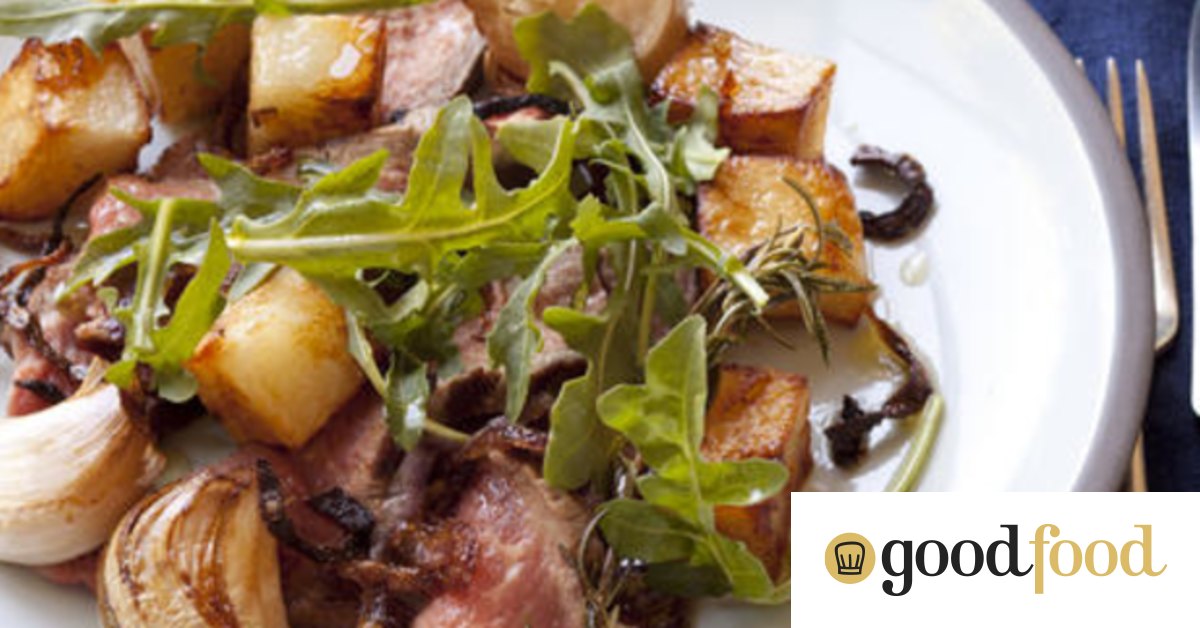 Rib-eye tagliata with goose-fat potatoes