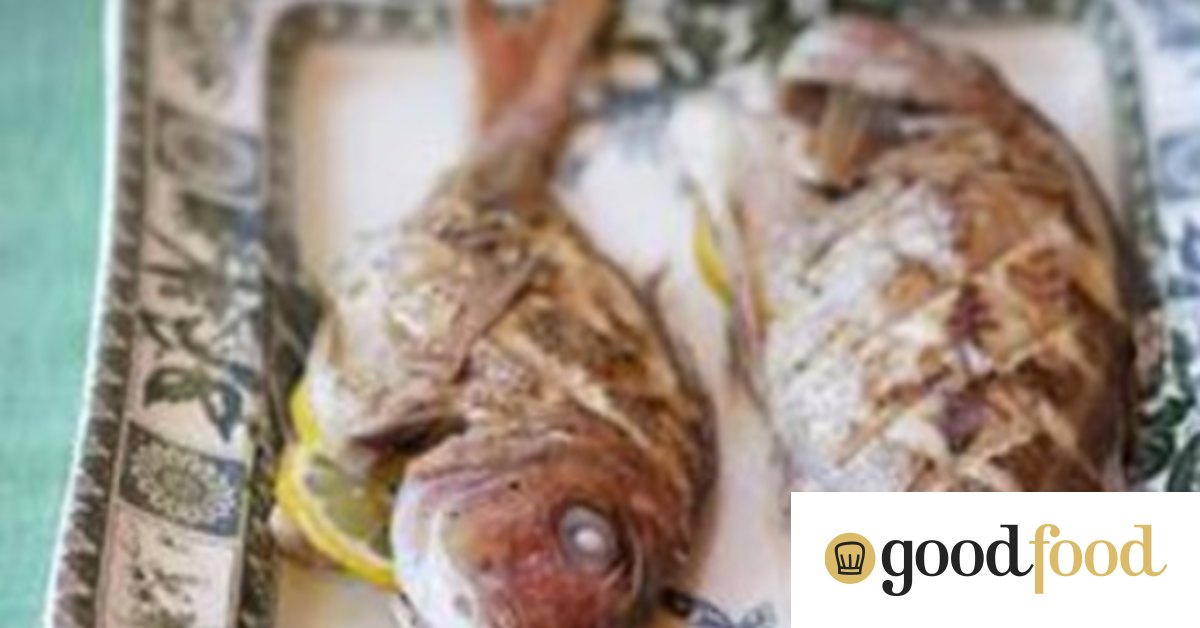 Baby snapper with green onion and pistachio stuffing