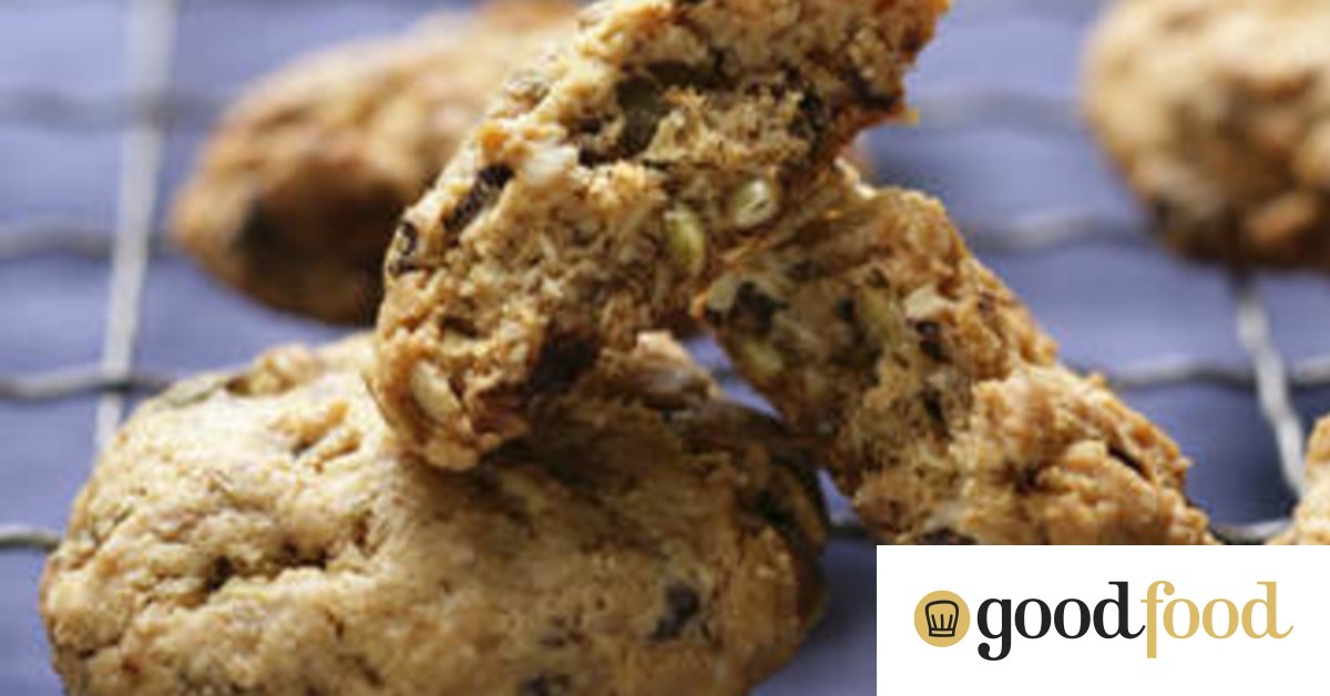 Chocolate and pumpkin seed biscuits