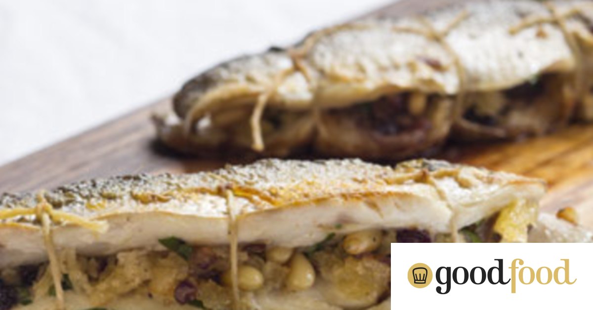 Yellow-eye mullet with currants and pine nuts