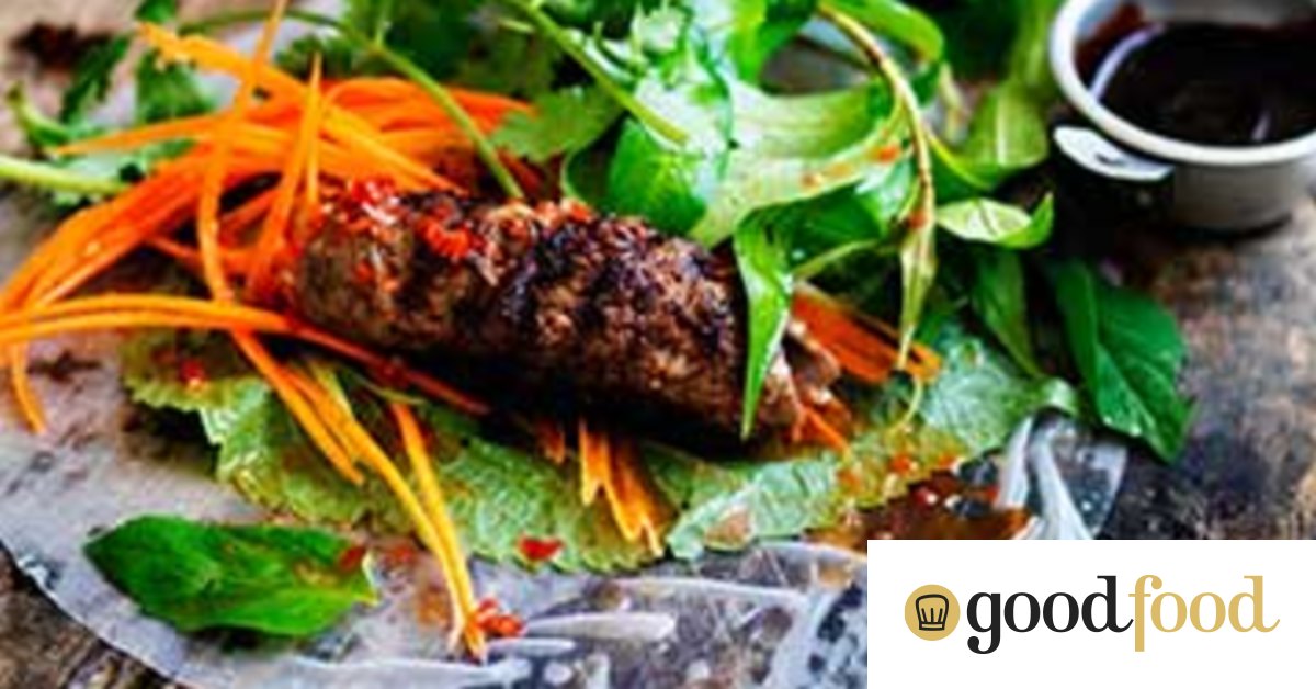 Grilled lemongrass beef rice-paper rolls