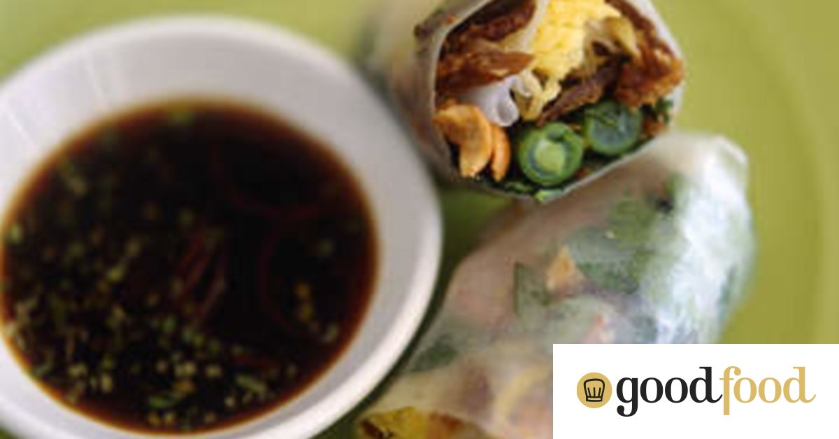 Roast duck rice paper rolls