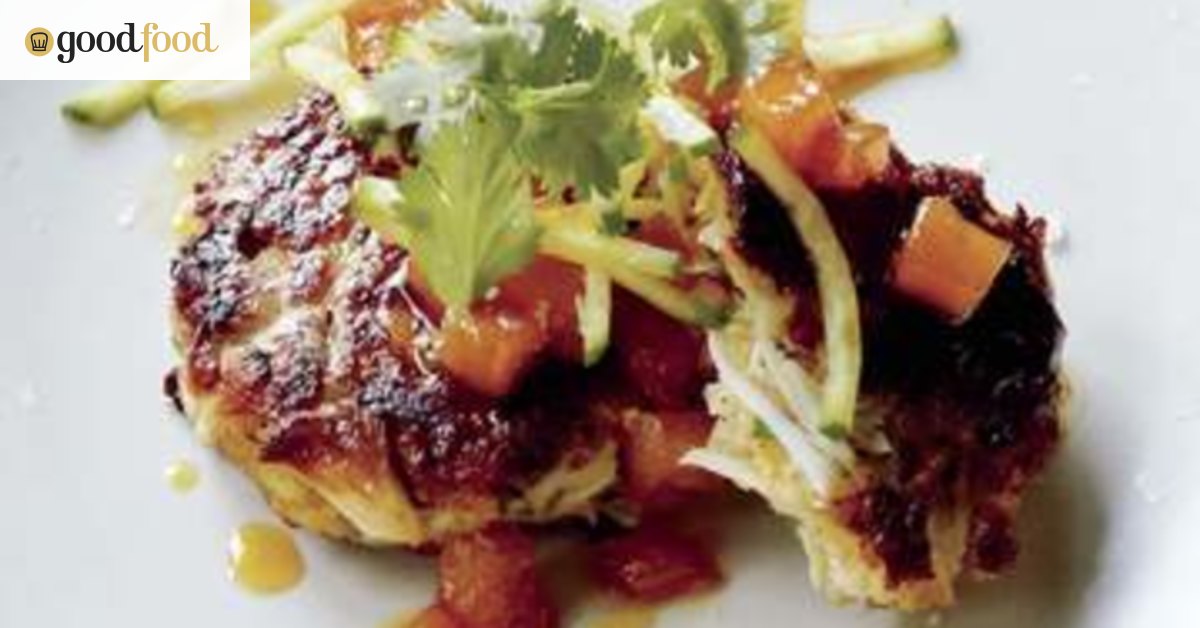 Thai-style crab cakes with mango gastrique