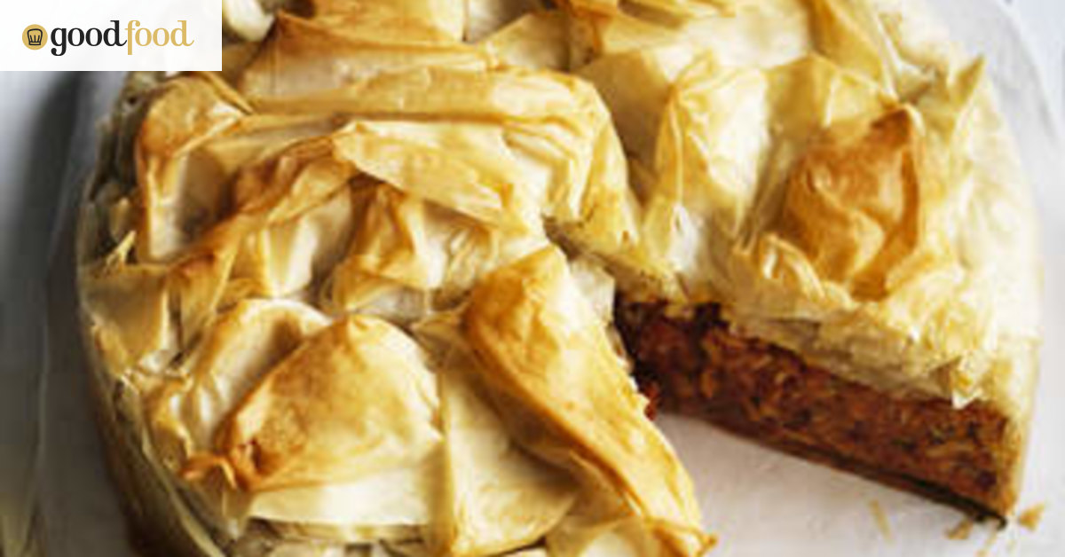 Pumpkin, rice and dill filo pie