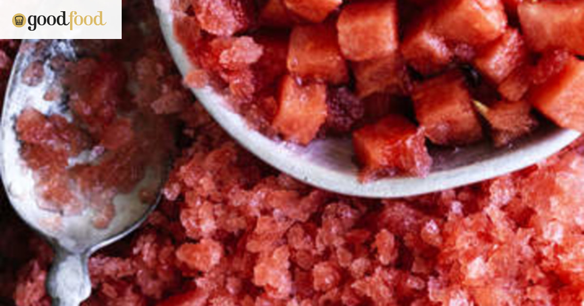 Watermelon granita with ginger syrup