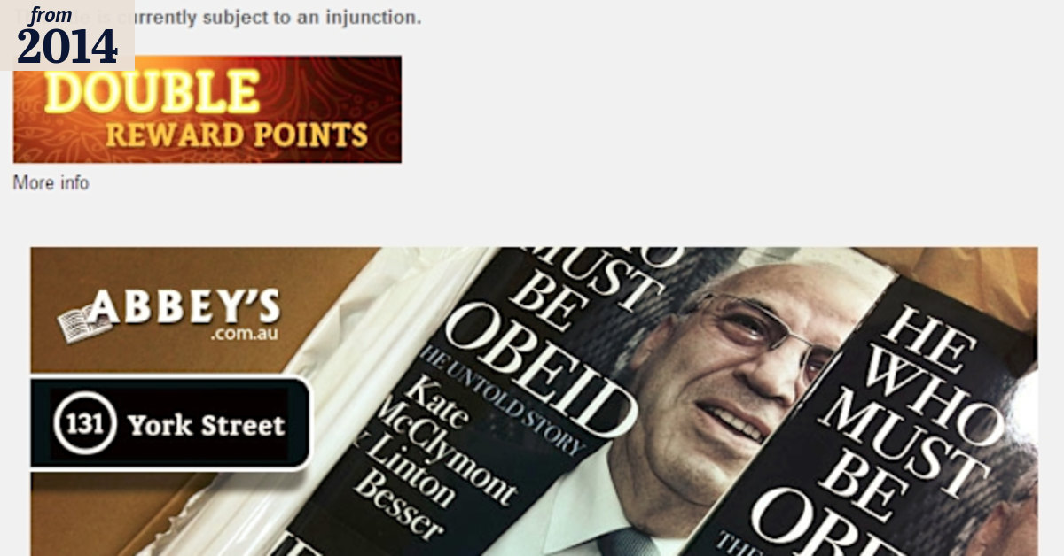 He Who Must be Obeid by Kate McClymont and Linton Besser pulled off shelves
