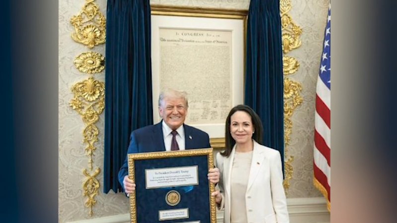 Venezuelan opposition leader presents Trump with Nobel Peace Prize