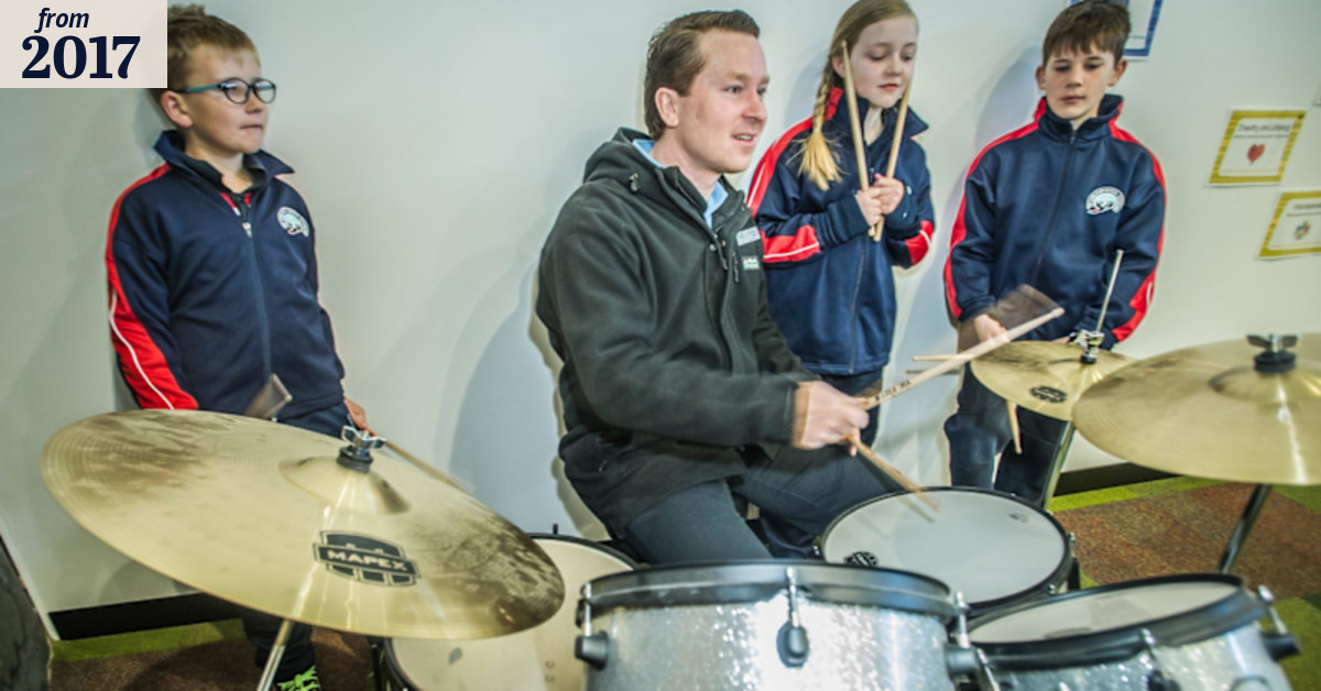 Former John Butler Trio bassist Rory Turner-Quirk teaching music at Googong