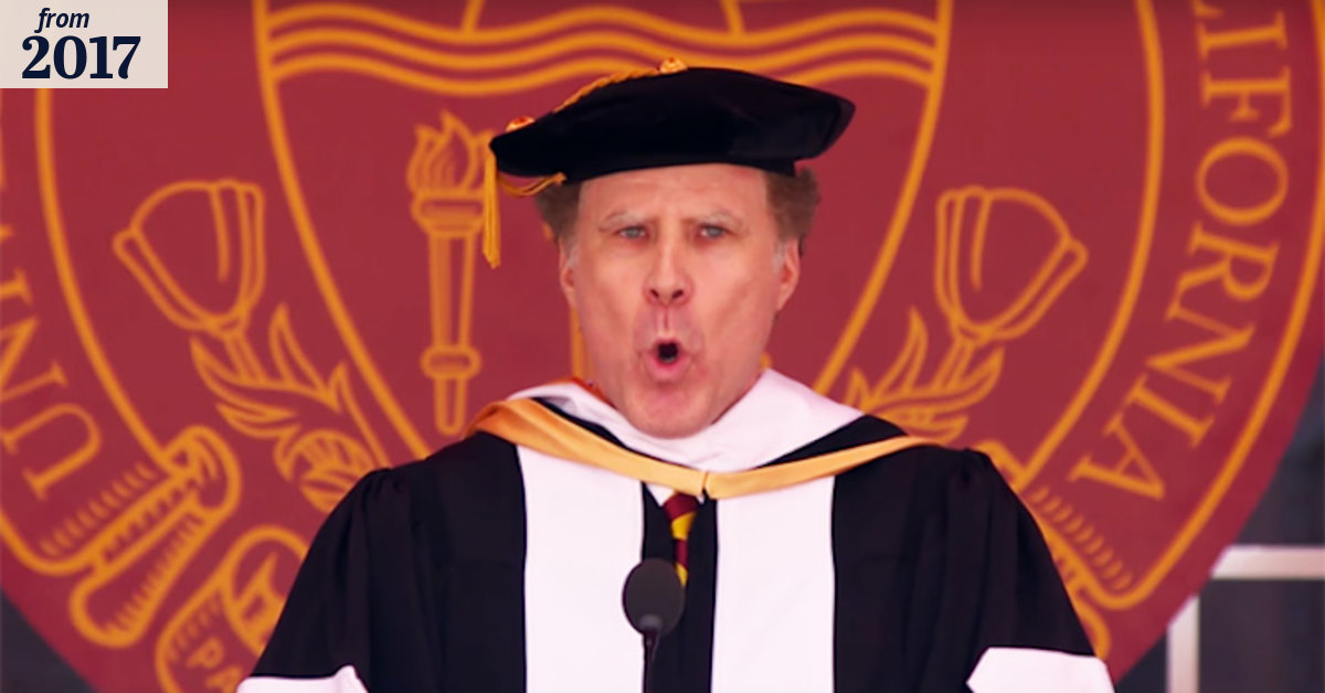 Will Ferrell sings at graduation speech