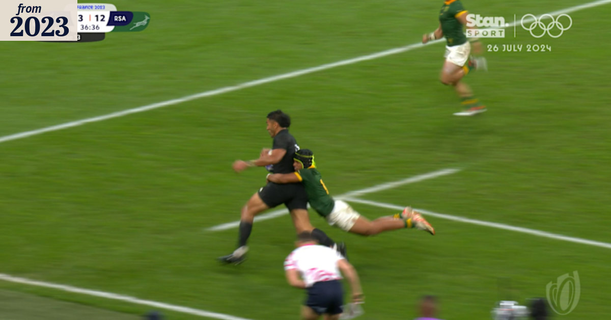 Springboks' epic try-saving tackle on All Black