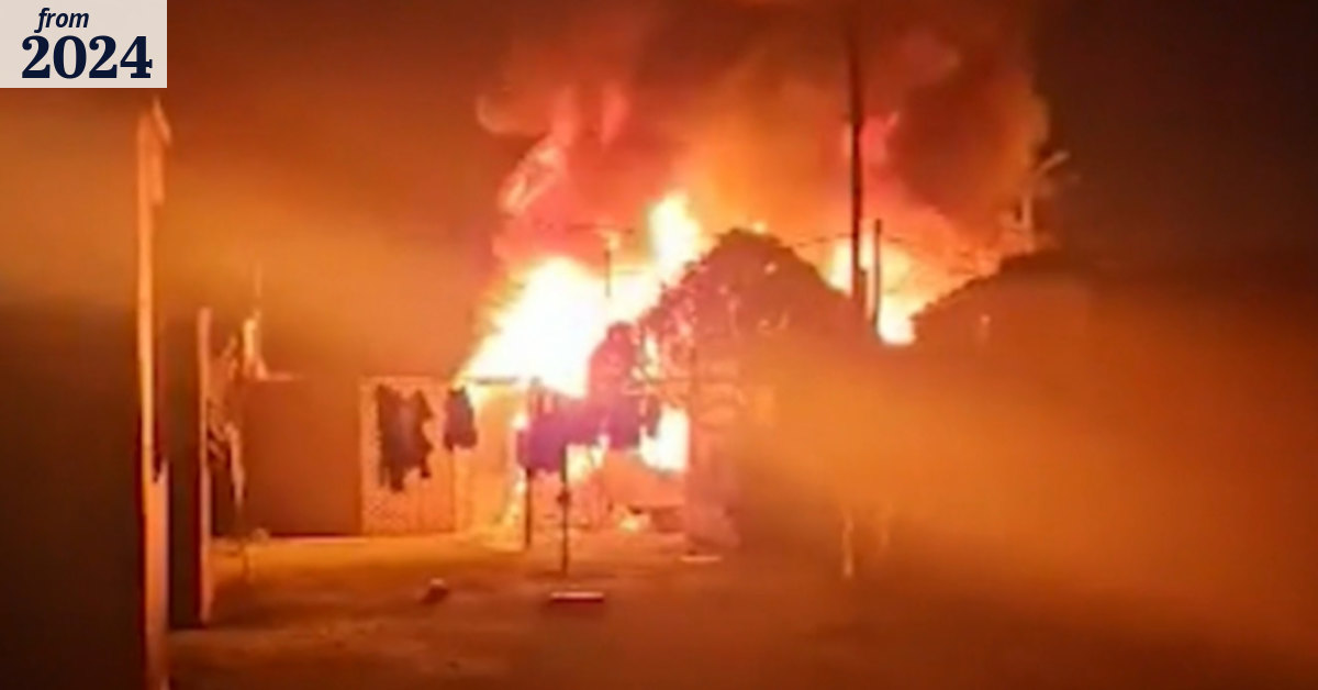 Man rescues parents and children from burning caravan