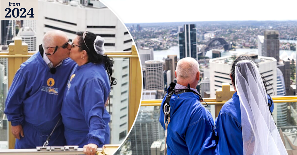 Aussie couple say 'I do' almost 300m above Sydney