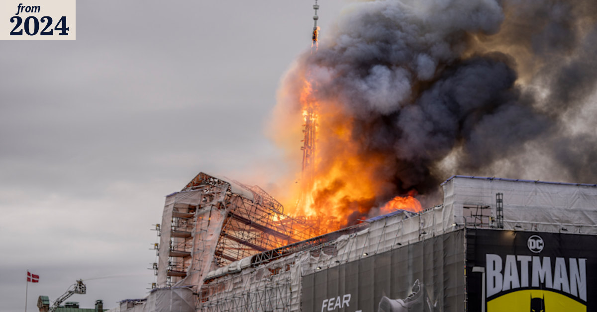 Copenhagen Stock Exchange fire: Historic building razed, iconic spire ...