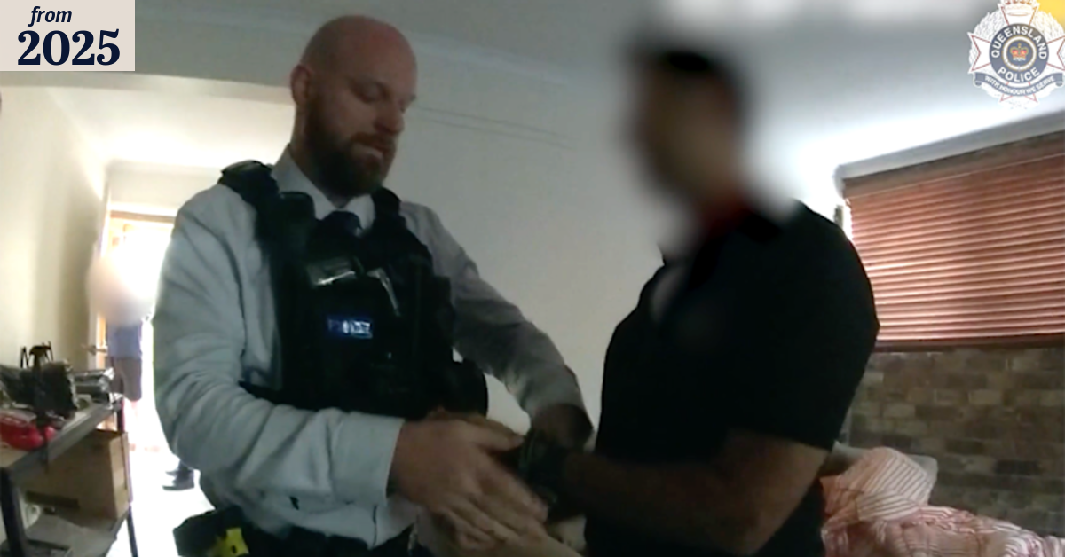 Footage of Graeme Davidson's arrest in Brisbane