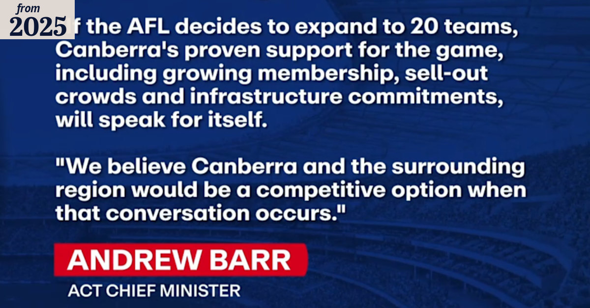 Canberra's bid for 20th AFL license